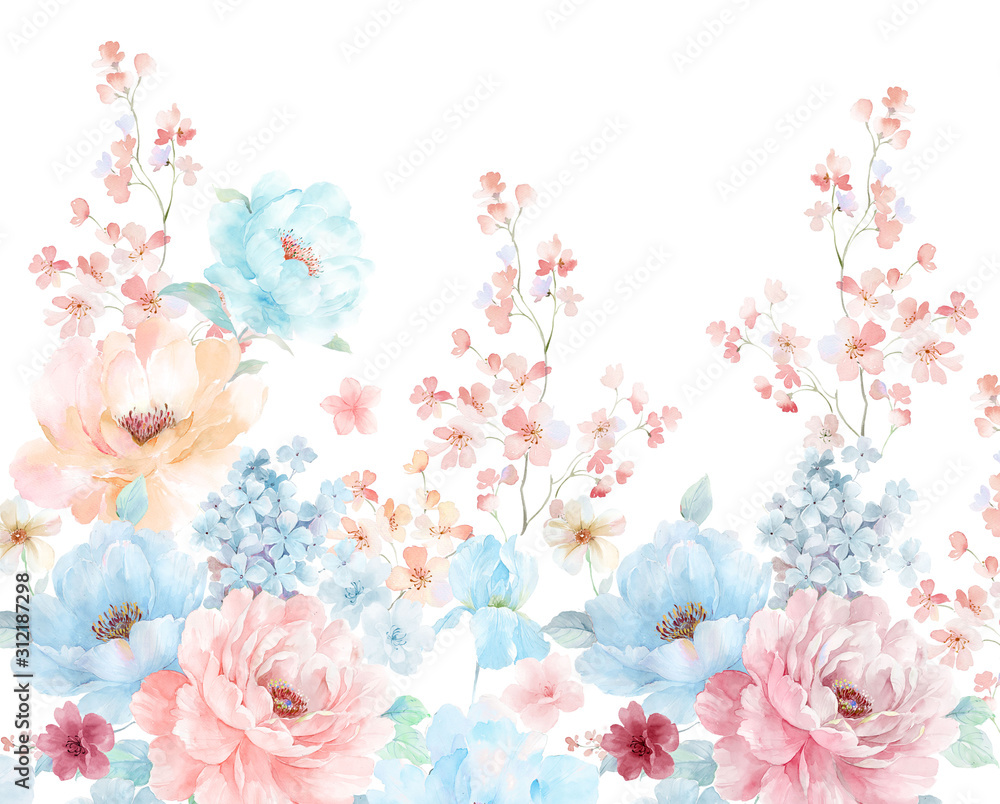 Watercolor flower, background pattern, wallpaper design Stock ...