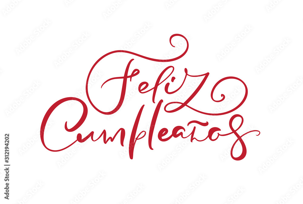 Feliz Cumpleanos, translated Happy Birthday in Spanish text. Stylish ...