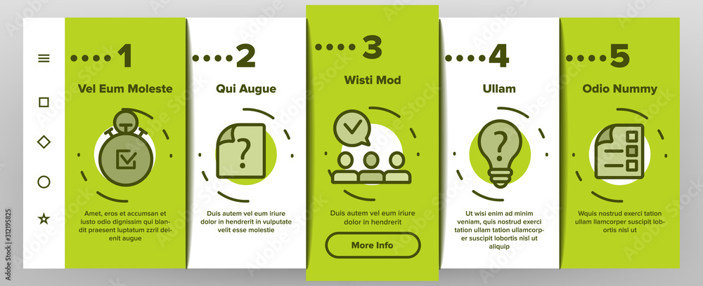 Quiz Game Onboarding Mobile App Page Screen Vector. Question And Answer ...
