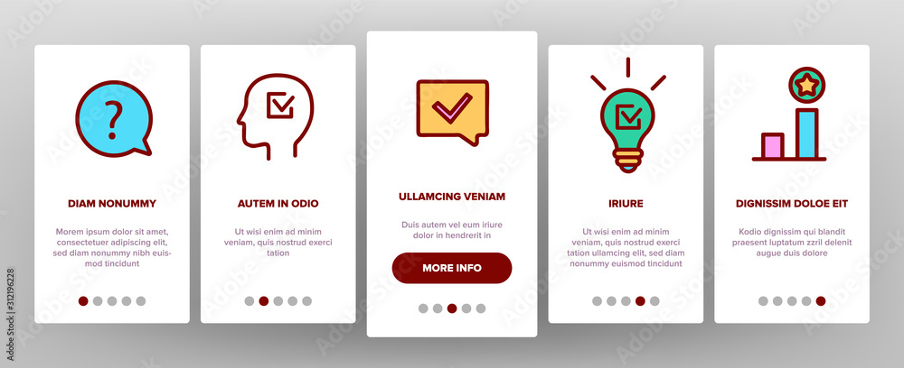 Quiz Game Onboarding Mobile App Page Screen Vector. Question And Answer ...