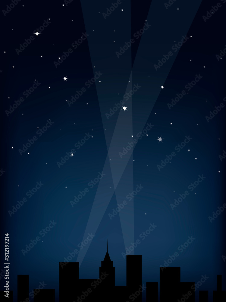 Night city on background of sky Stock Vector | Adobe Stock
