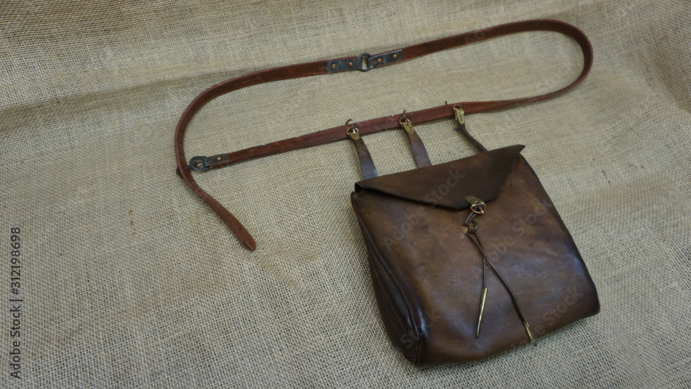 anglo saxon leather bag reconstruction by daegrad tools Stock Photo ...