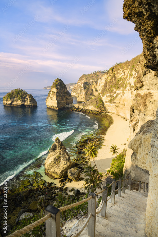 Stunning view of the Diamond Beach bathed by a turquoise sea during a ...