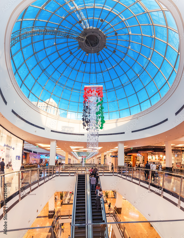 27 November 2019, UAE, Dubai: Panoramic view of the interior of the ...