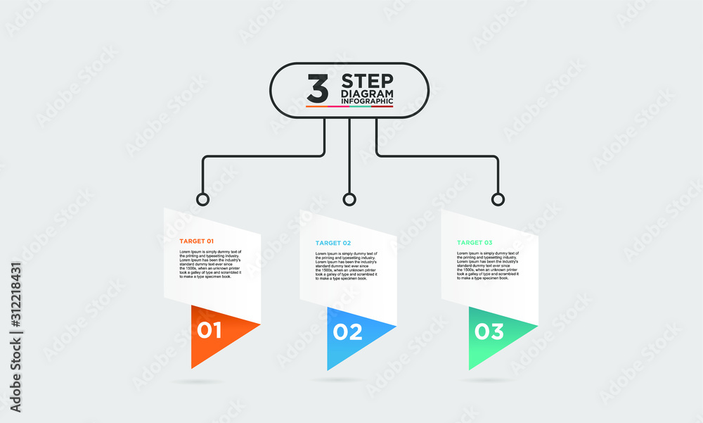 3 step diagram infographic element. Business concept with three options ...
