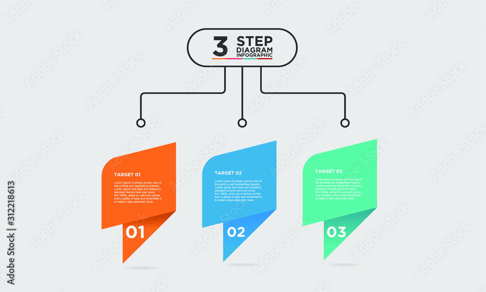 3 step diagram infographic element. Business concept with three options ...