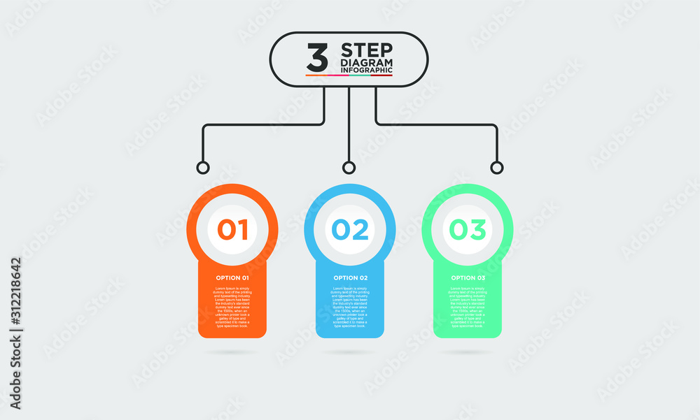 3 step diagram infographic element. Business concept with three options ...
