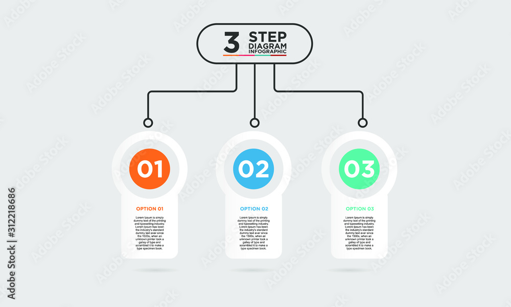 3 step diagram infographic element. Business concept with three options ...