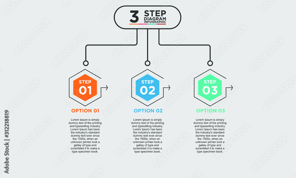 3 step diagram infographic element. Business concept with three options ...