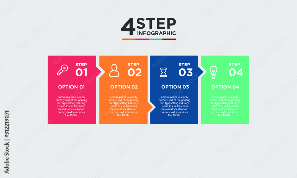 4 step infographic element. Business concept with 4 options and number ...