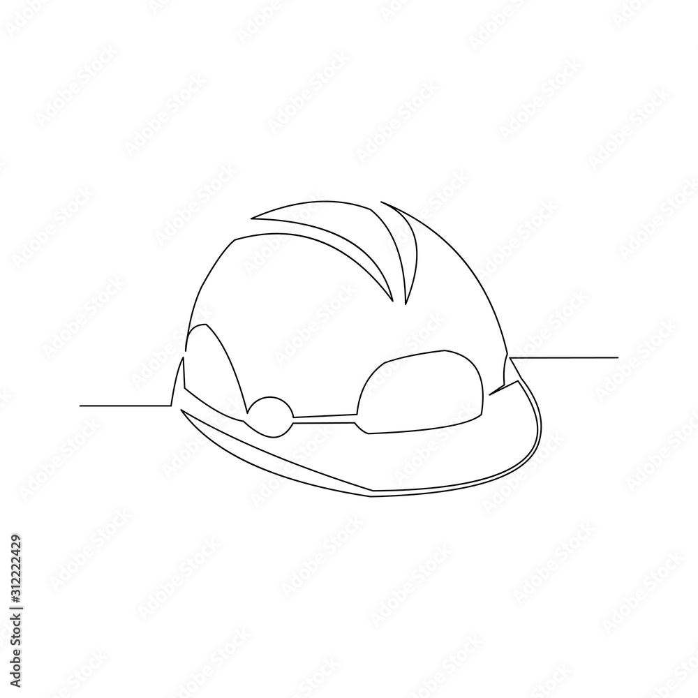continuous line drawing of contractor helmet vector illustration Stock ...