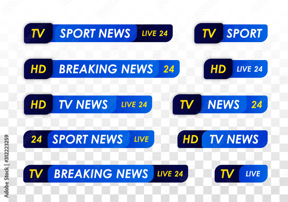 Tv news bar. Lower Third TV News Bars Set Vector. Television broadcast ...