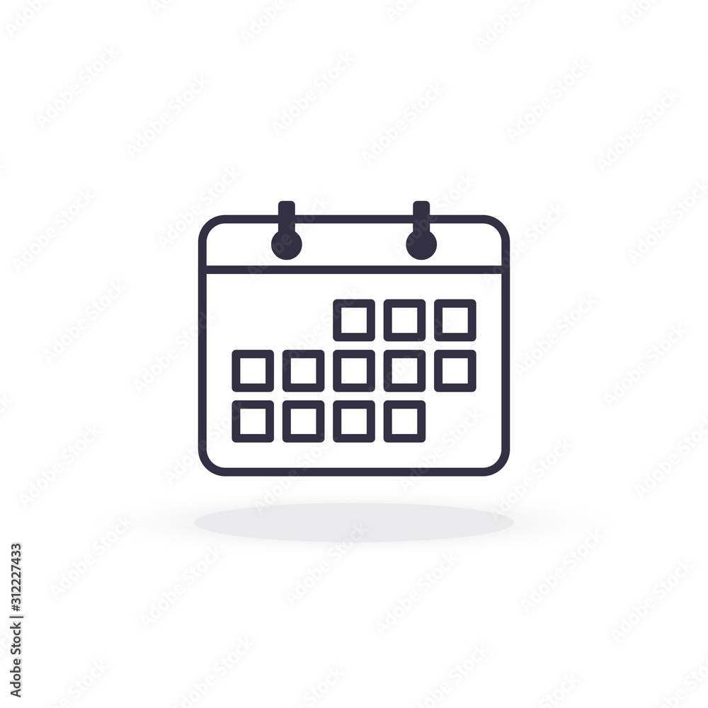 Vector outline simple calendar icon. Day week month year symbol. Sign ...