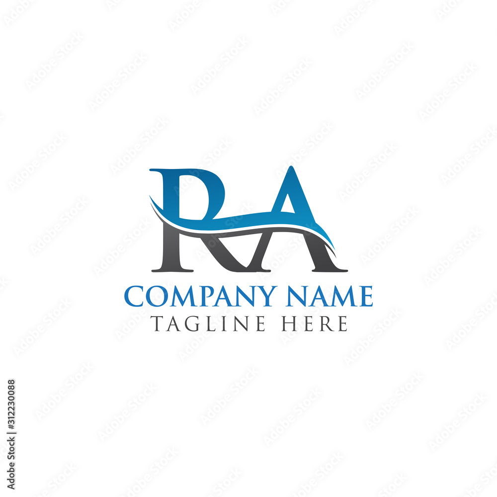 Swoosh Letter RA Logo Design Vector Template. Water Wave RA Logo Vector ...