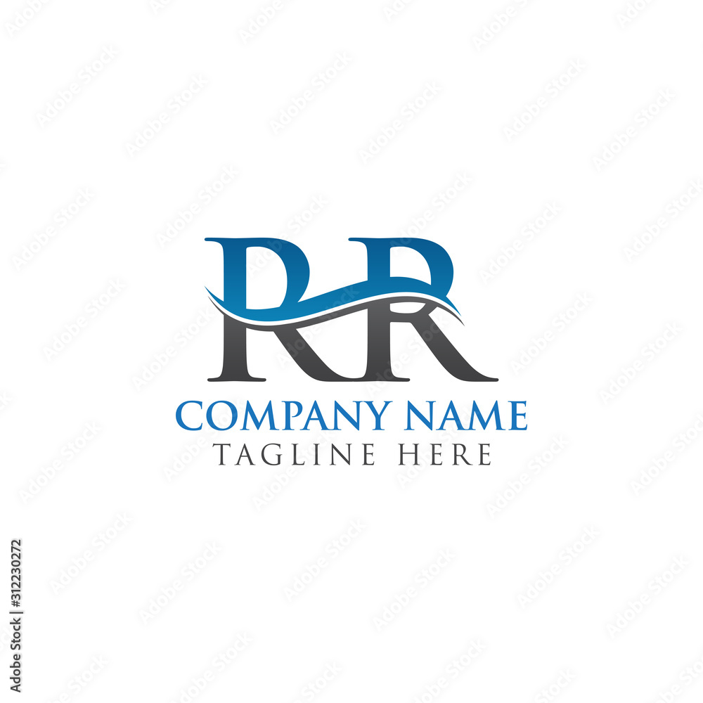 Swoosh Letter RR Logo Design Vector Template. Water Wave RR Logo Vector ...