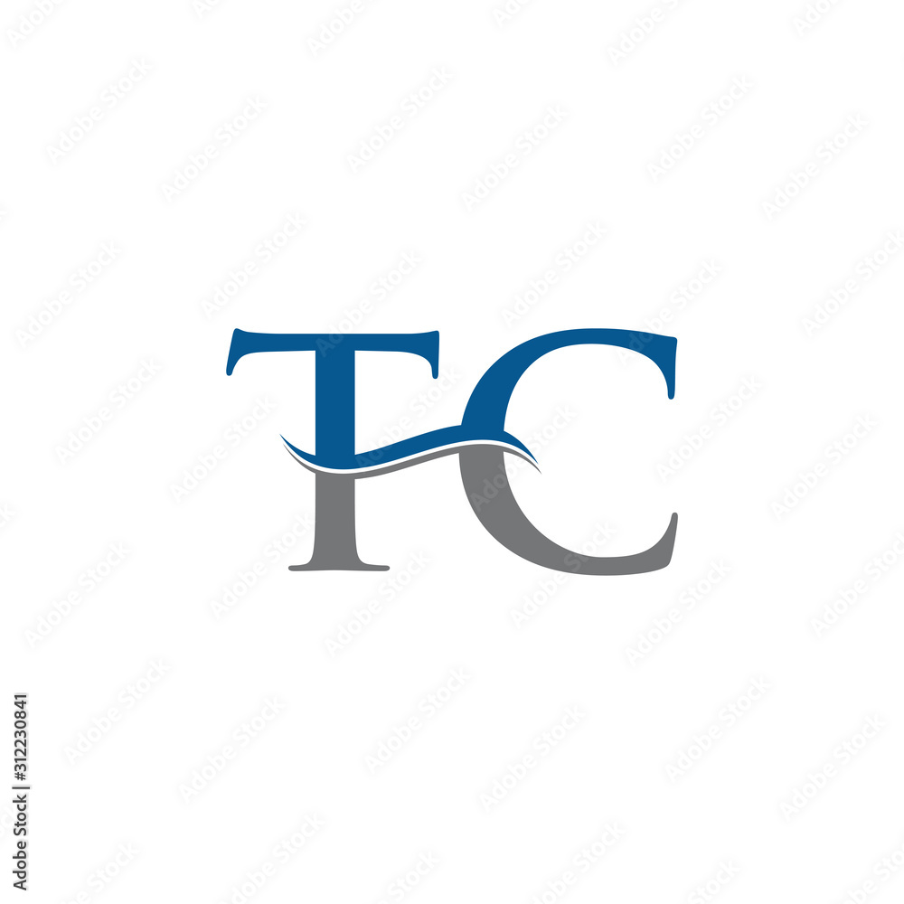 Swoosh Letter TC Logo Design Vector Template. Water Wave TC Logo Vector ...