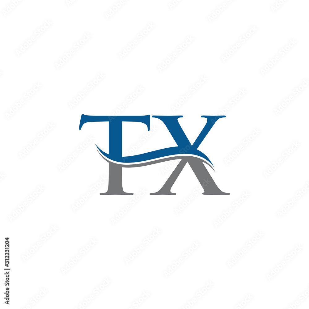 Swoosh Letter TX Logo Design Vector Template. Water Wave TX Logo Vector ...