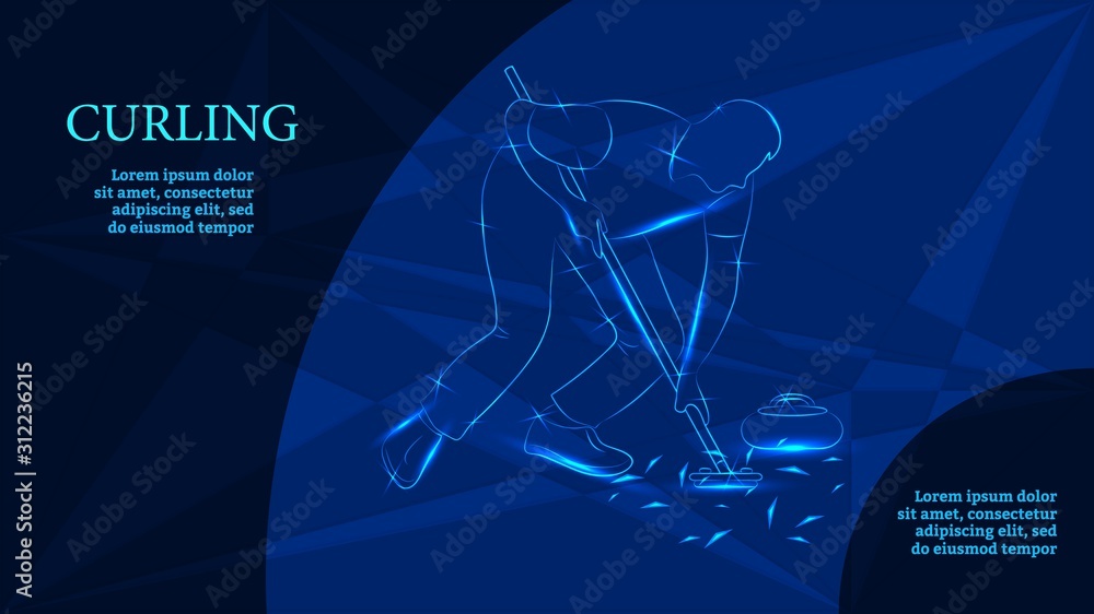 Curling.Vector sports background for the landing page template. Stock ...