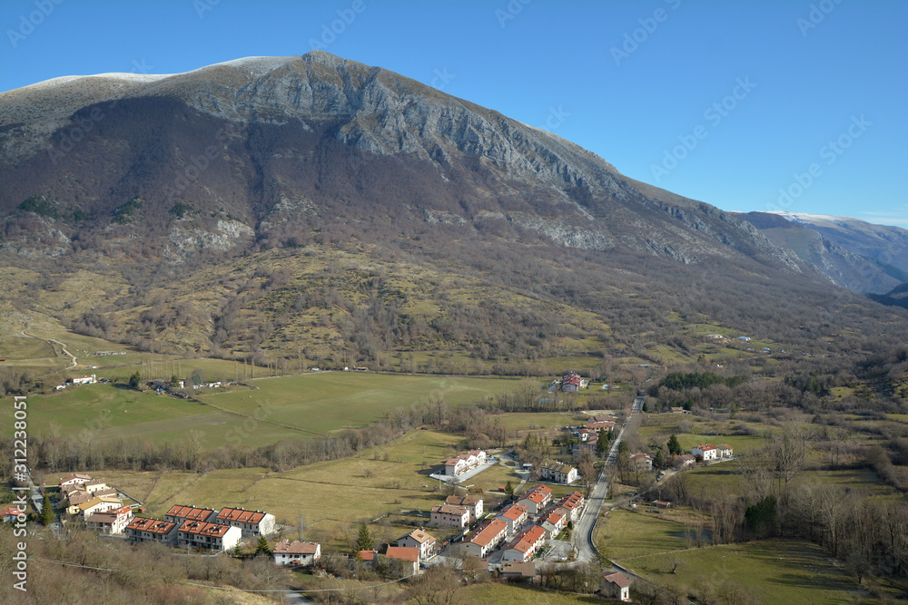 Opi, a small town in Abruzzo. Medieval village with ancient stone ...