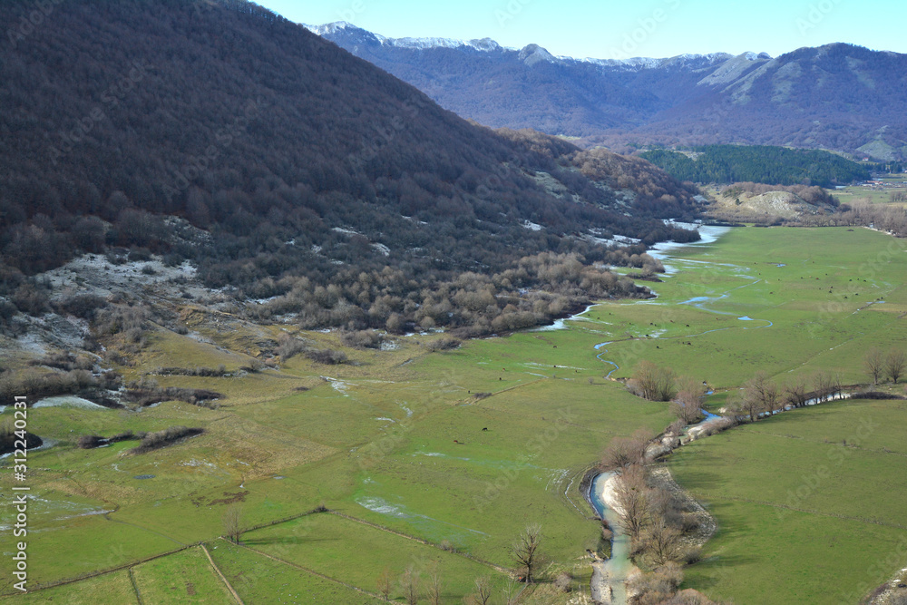 Opi, a small town in Abruzzo. Medieval village with ancient stone ...