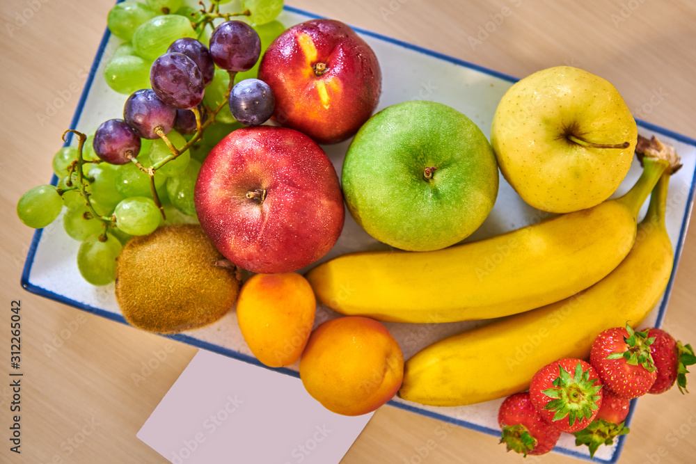 complimentary fruit basket in the hotel room,with free space for the ...