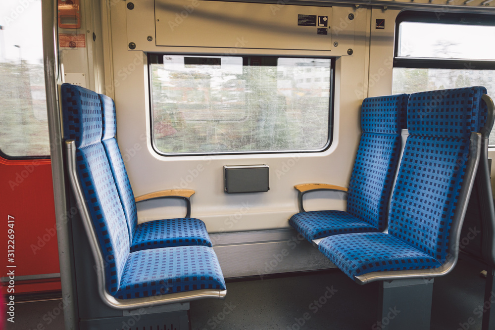 Inside The Wagon Train Germany, Dusseldorf. Empty train interior ...