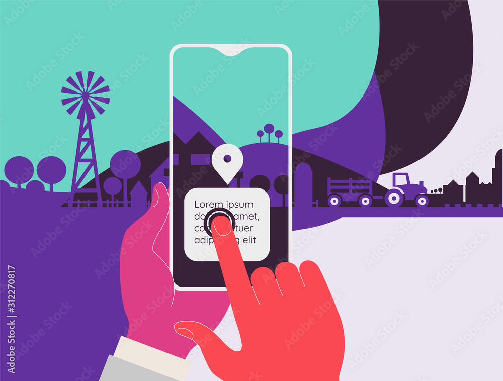 Augmented reality mobile app concept, for travelling navigation and ...