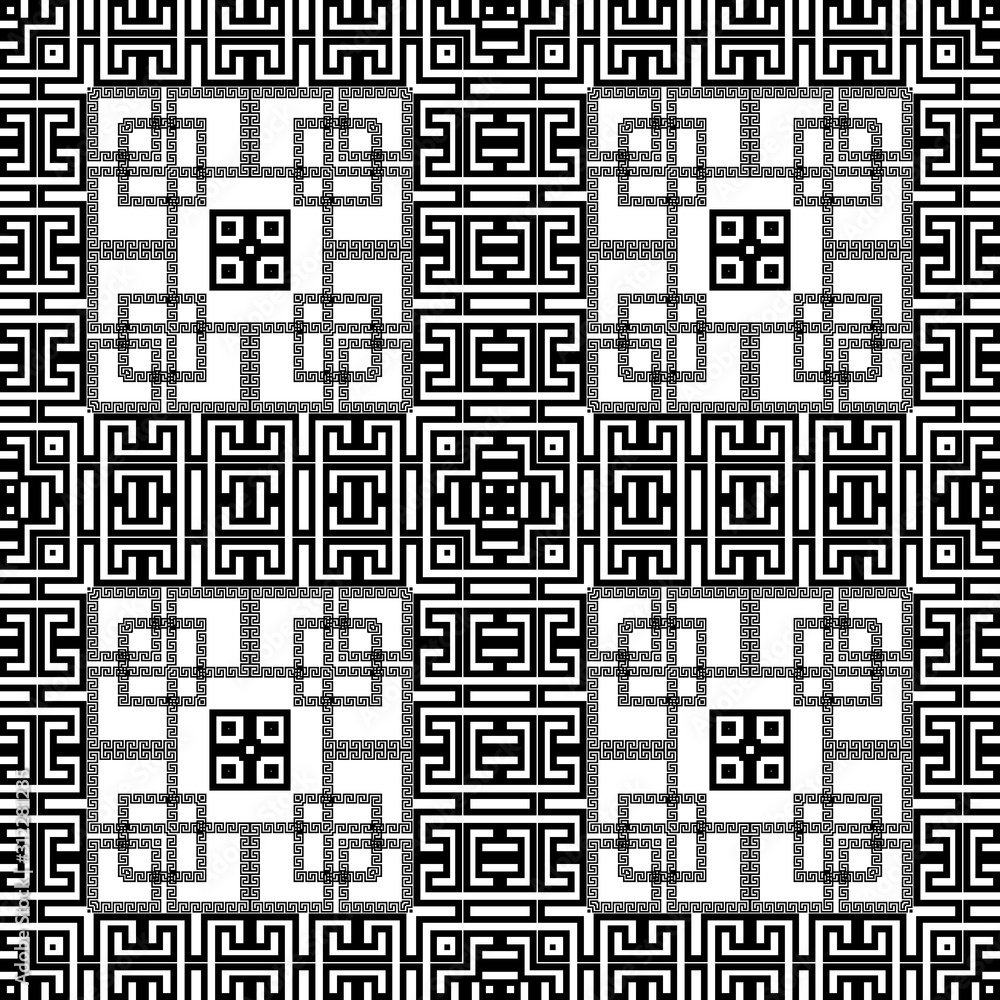Greek vector seamless pattern. Black and white geometric checkered ...