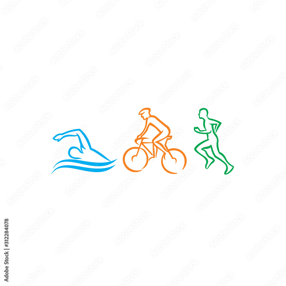 Run, Swim and Bike Logo, triathlon logo Stock Vector | Adobe Stock