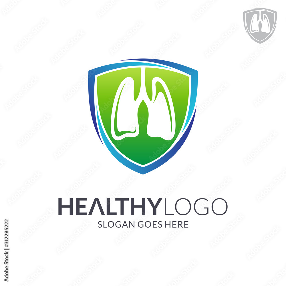 Lung shield logo. Healthy lung Icon. Lung care and protection logo ...