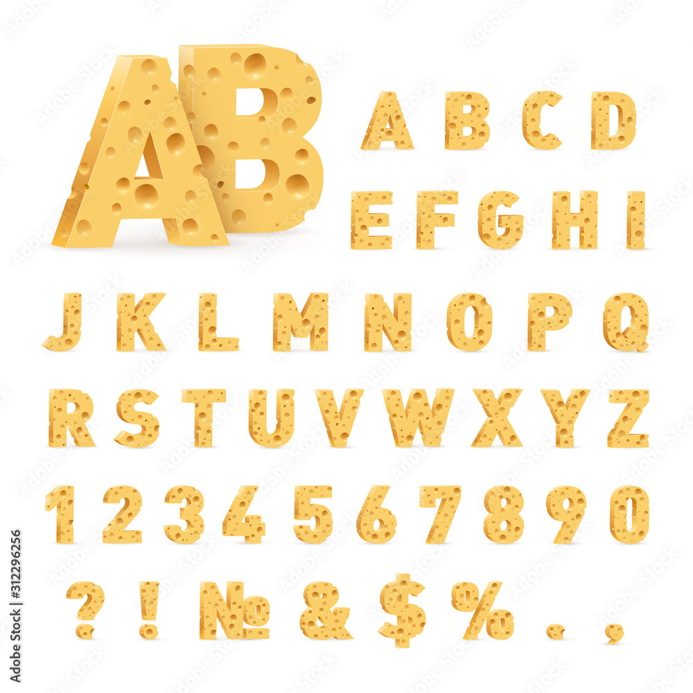 Font from Cheese. Letters, Numbers, and Symbols Made of Cheese ...