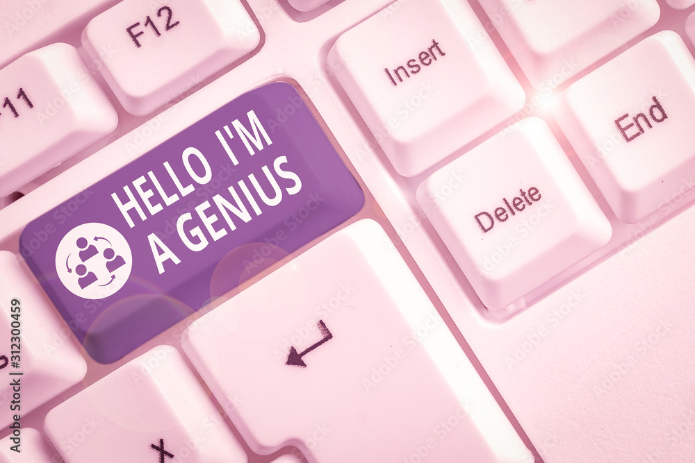 Writing note showing Hello I M A Genius. Business concept for Introduce ...