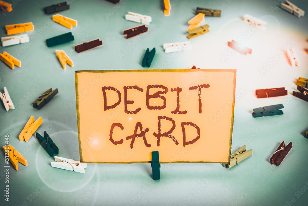 Word writing text Debit Card. Business photo showcasing card that ...