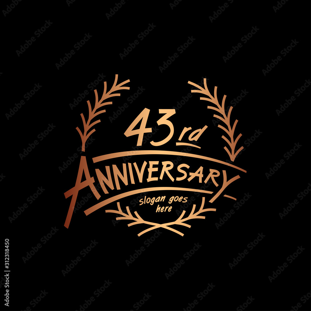 43 years design template. Vector and illustration. 43 years logo. Stock ...