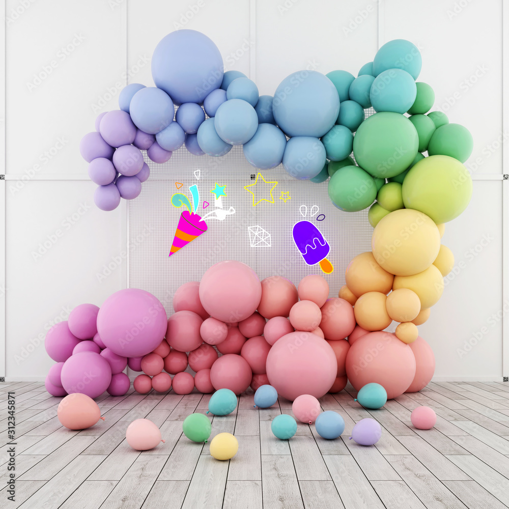 3d render balloons decor Stock Illustration | Adobe Stock