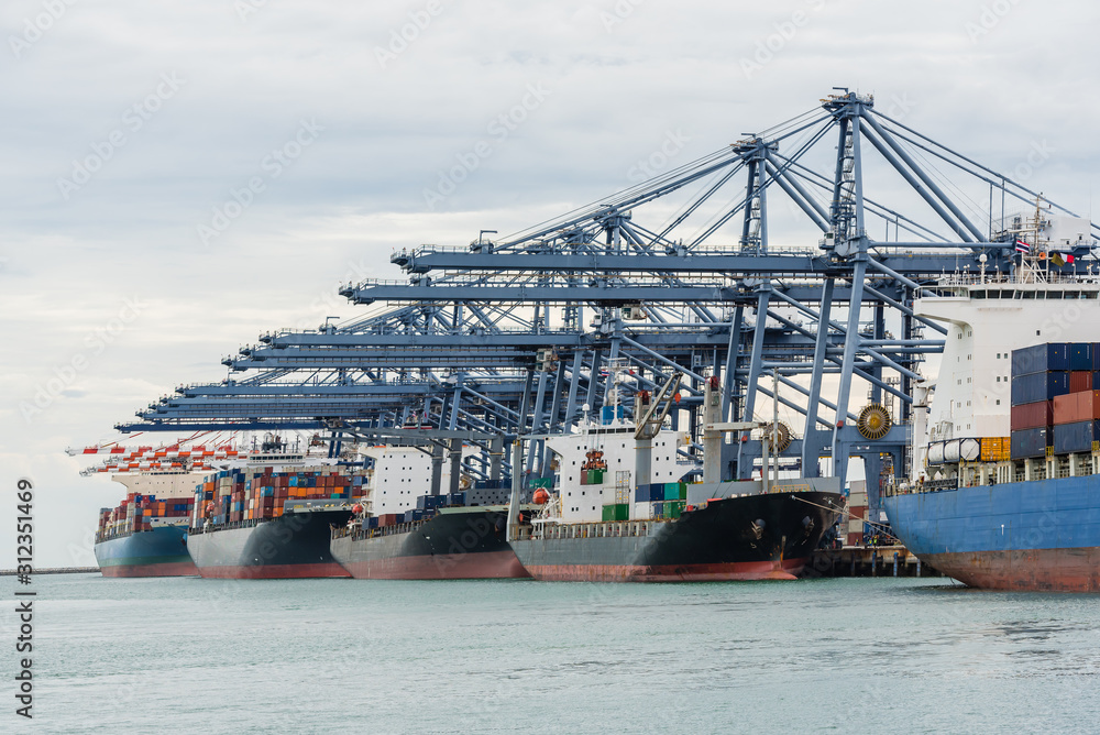 Logistic import export cargo ship transportation harbour terminal, sea ...
