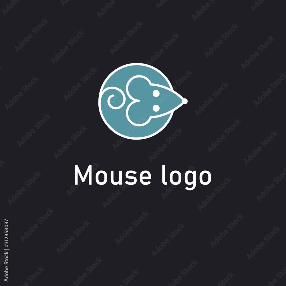 Mouse Logo Design Template. Outline icon. Vector Illustration Stock ...