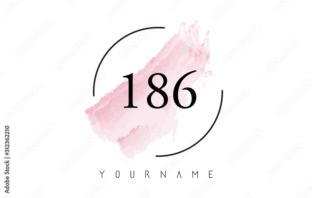 Number 186 Watercolor Stroke Logo Design with Circular Brush Pattern. Stock Vector | Adobe Stock