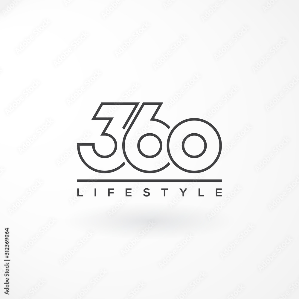 Logo Design is Number 360 with Customized Letter Stock Vector | Adobe Stock