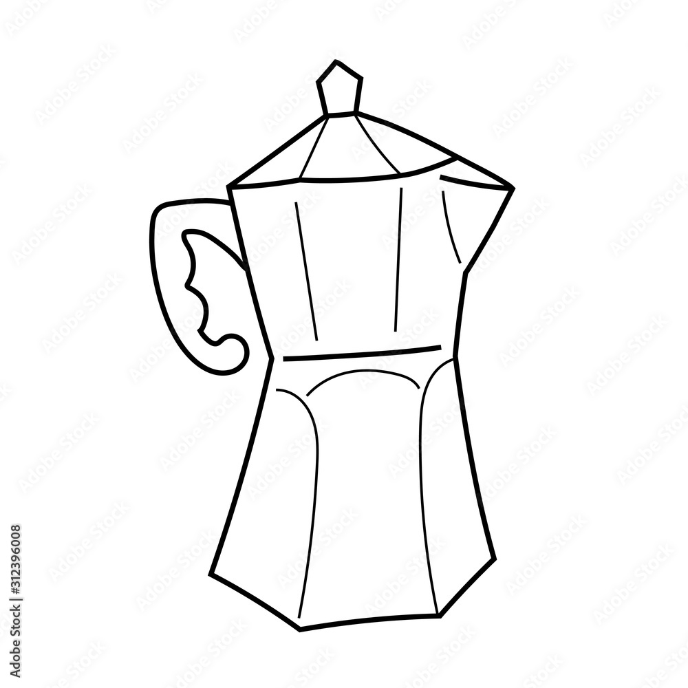 Utensil for preparing coffee, vector isolated line art, linear ...