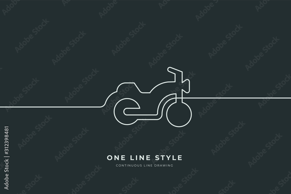 Motorcycle in Continuous Line Drawing of Vector One Line Style Icon ...