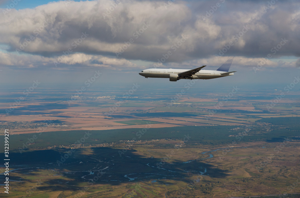 Airplane Flying In Sky Away