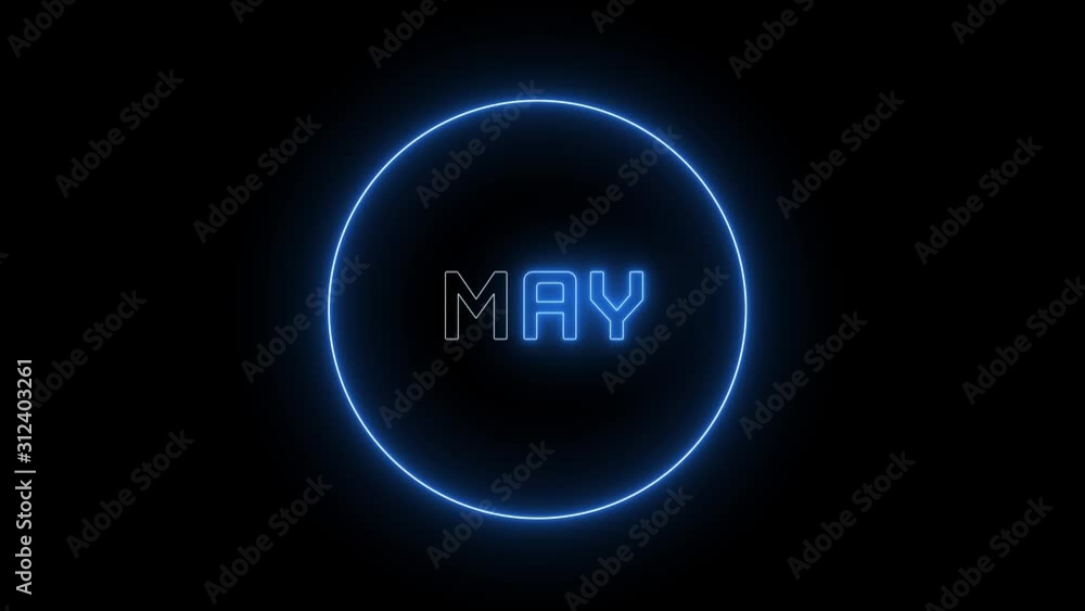 Vidéo Stock Neon English versions of Months. A year is completed ...