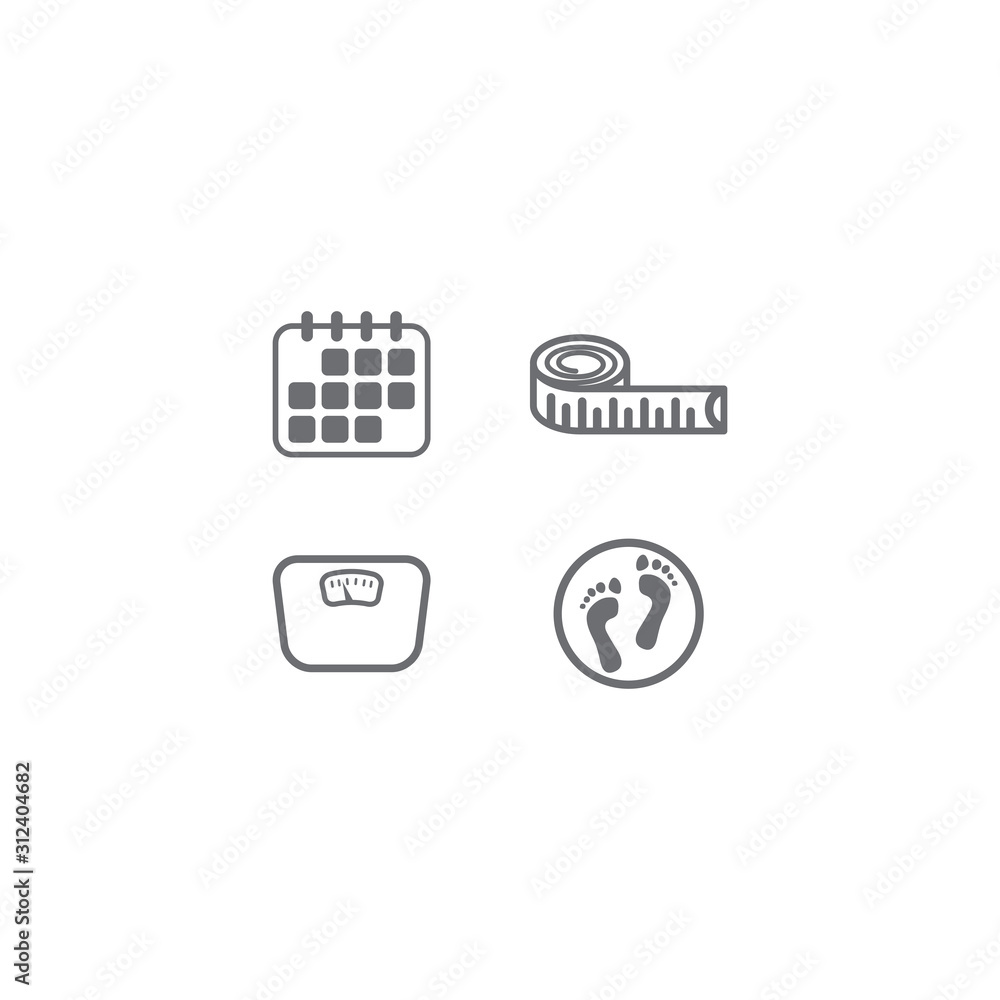 Age, weight, height, shoe number vector icon set Stock-Vektorgrafik ...