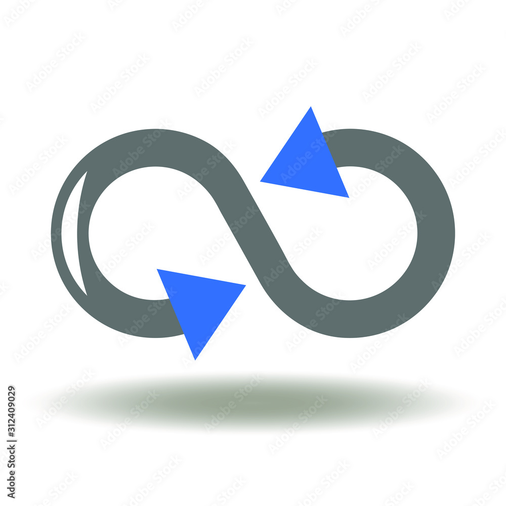 Infinity symbol. Arrows cycle infinite icon vector. Eternity loop ...