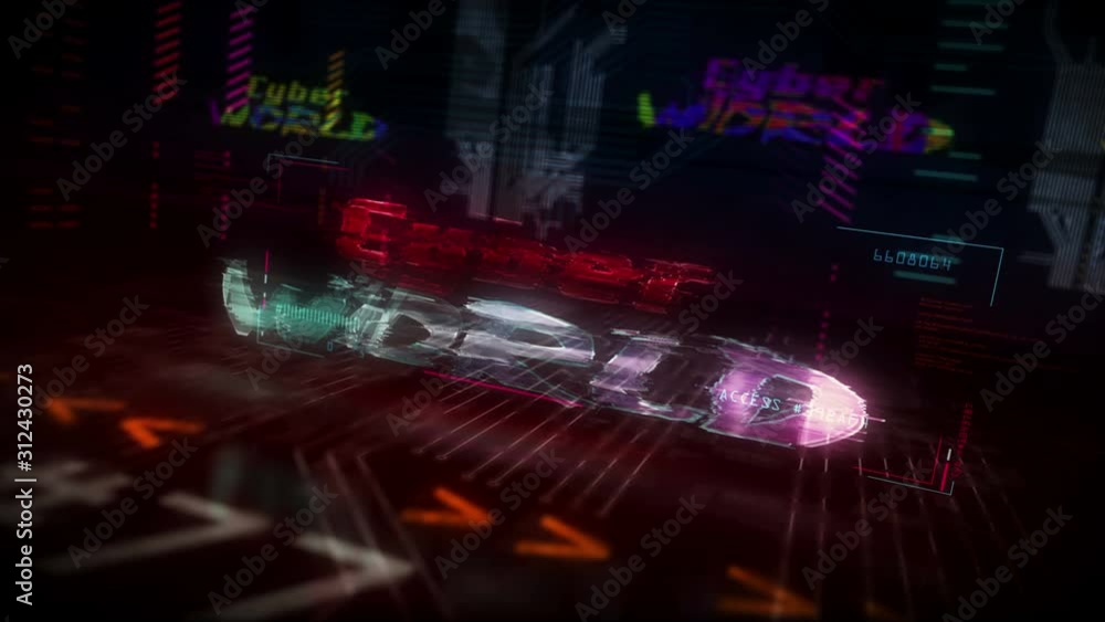 Cyber world futuristic cyberpunk style animation. Abstract modern city ...