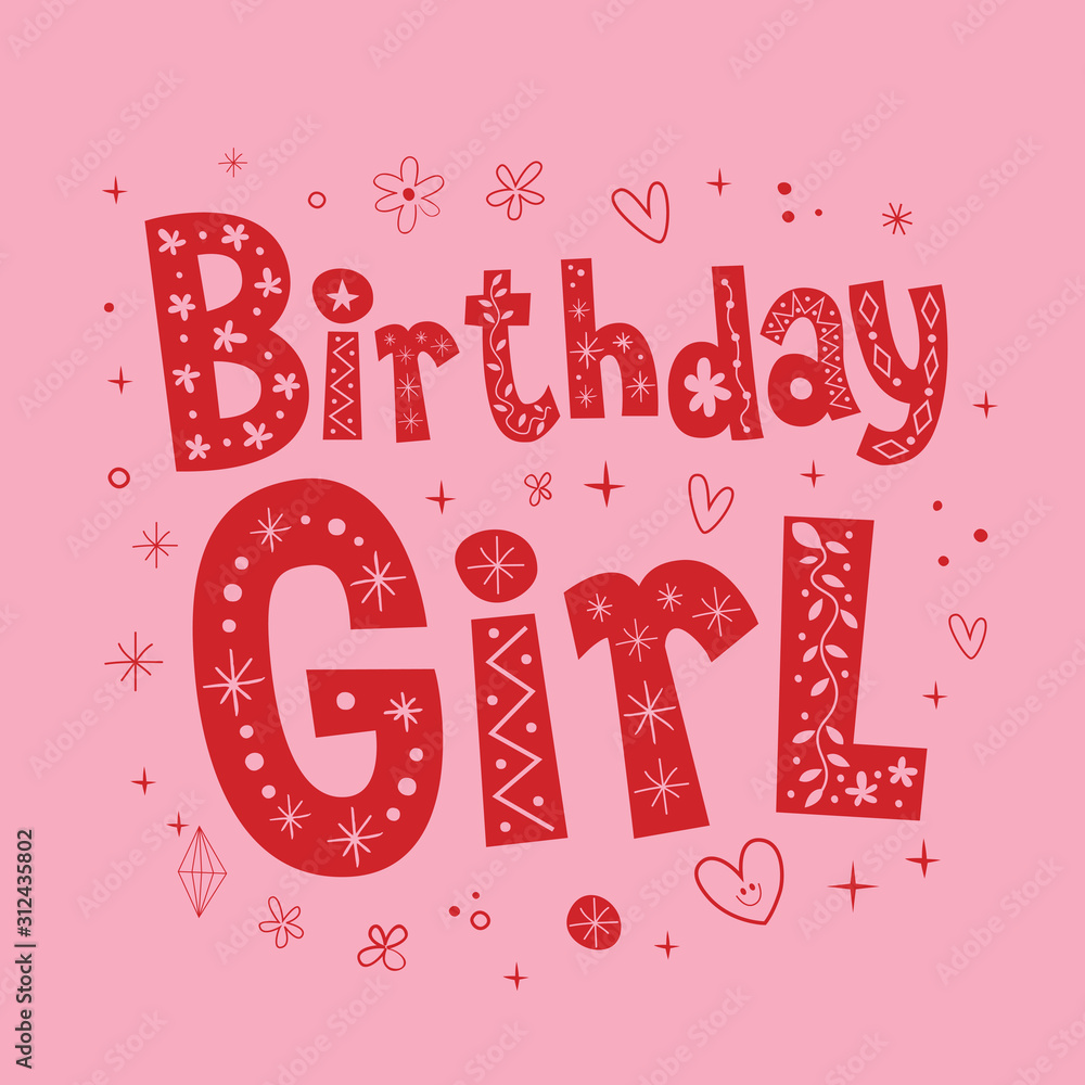 birthday girl unique lettering design Stock Vector | Adobe Stock
