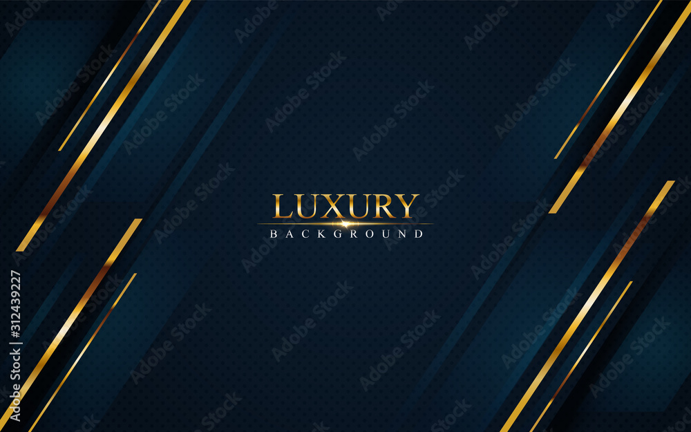 luxurious dark navy blue background with golden lines. Elegant modern ...