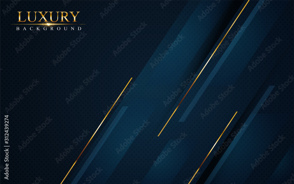 luxurious dark navy blue background with golden lines. Elegant modern ...