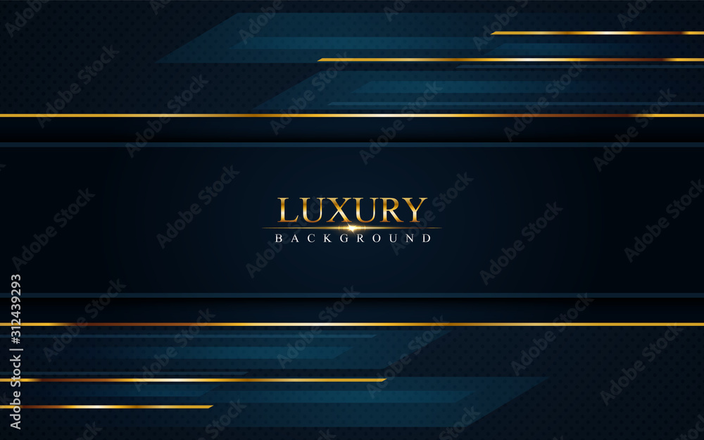 luxurious dark navy blue background with golden lines. Elegant modern ...